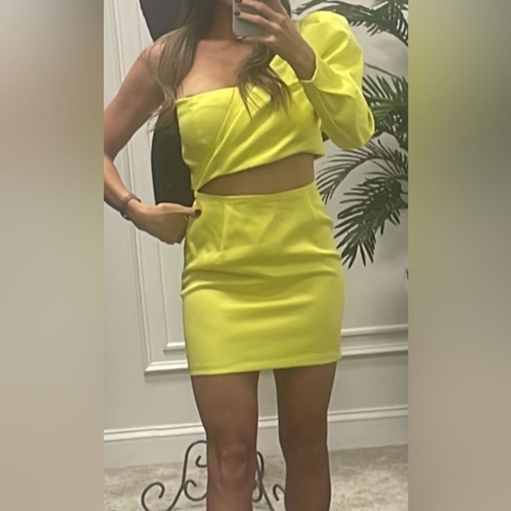 Satin Effect Open Side Mini Dress - Gem